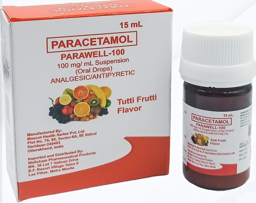 PARAWELL-100 Paracetamol 100mg / mL Suspension (Oral Drops) 15mL Tutti ...