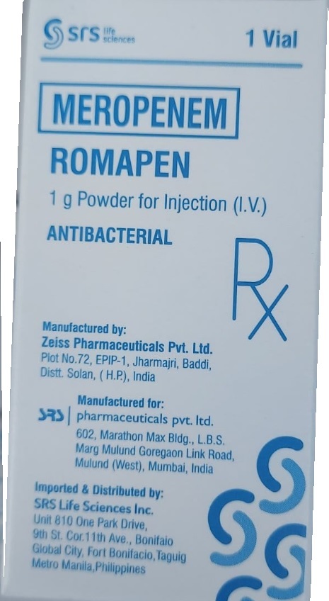 ROMAPEN Meropenem 1g Powder for IV Injection 1's price in the ...