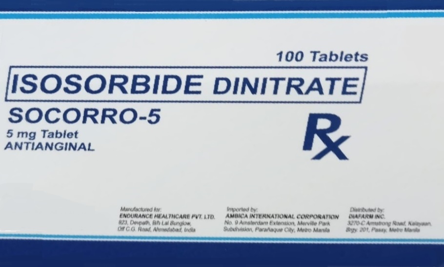 SOCORRO-5 Isosorbide Dinitrate 5mg Tablet 100's price in the ...
