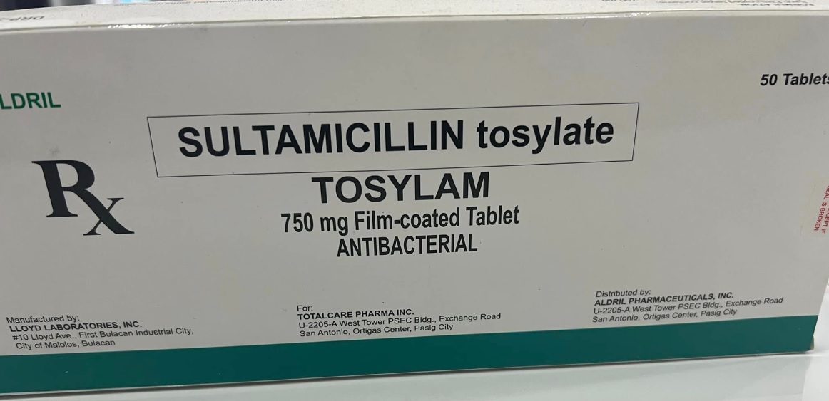 TOSYLAM Sultamicillin 750mg Film-Coated Tablet 50's price in the Philippines | MedsGo Pharmacy