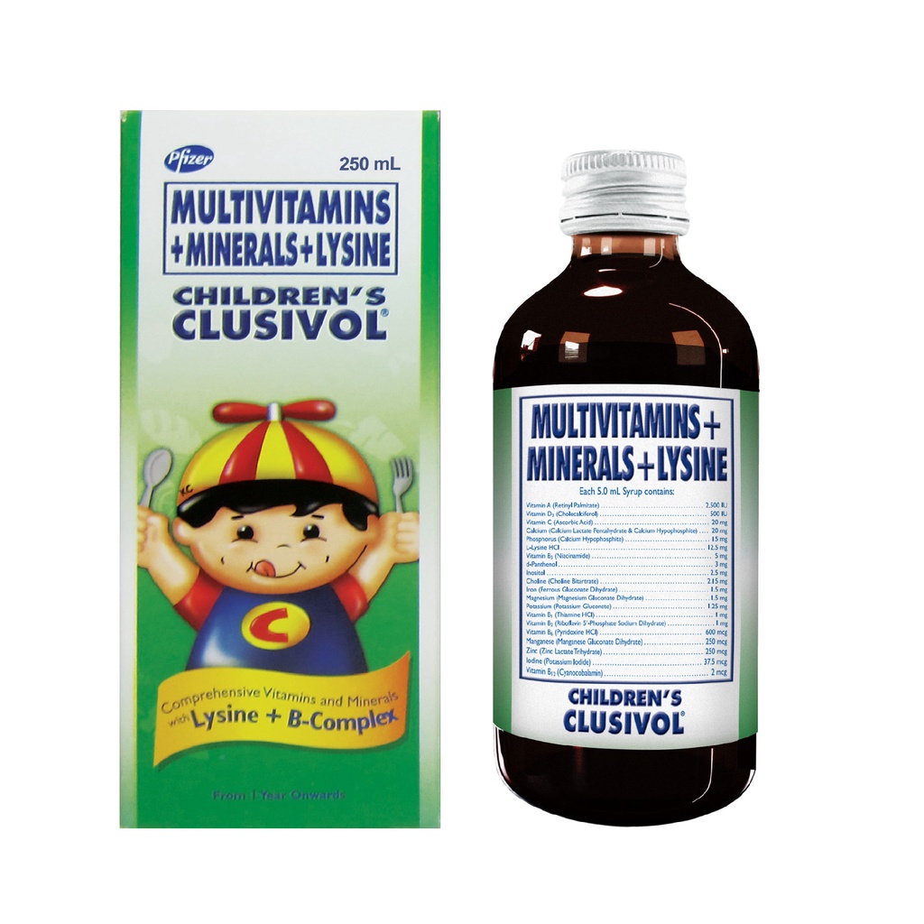 CHILDREN'S CLUSIVOL Multivitamins / Minerals / Lysine Syrup 250mL price ...