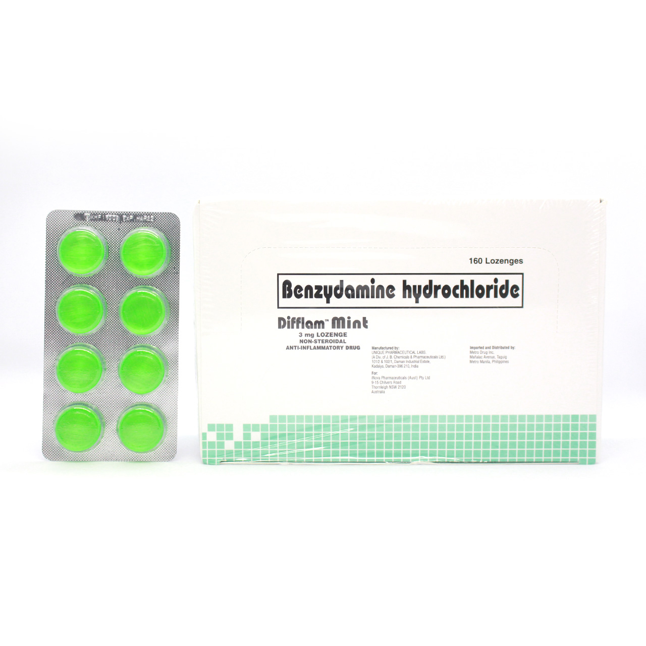 DIFFLAM MINT Benzydamine Hydrochloride 3mg Lozenge 1's price in the ...