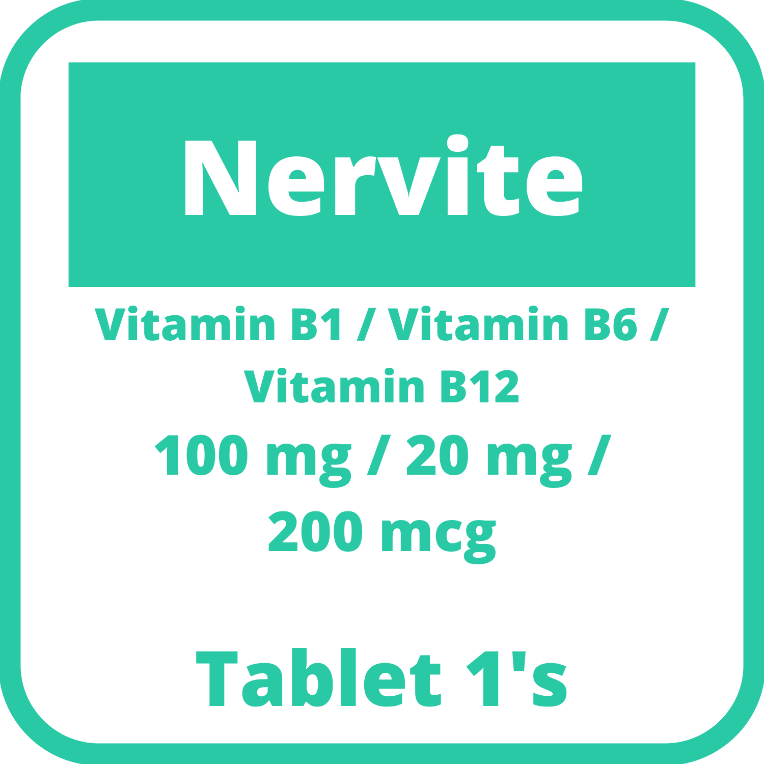 NERVITE Vitamin B Complex 100mg / 20mg / 200mcg Tablet 1's price in the ...