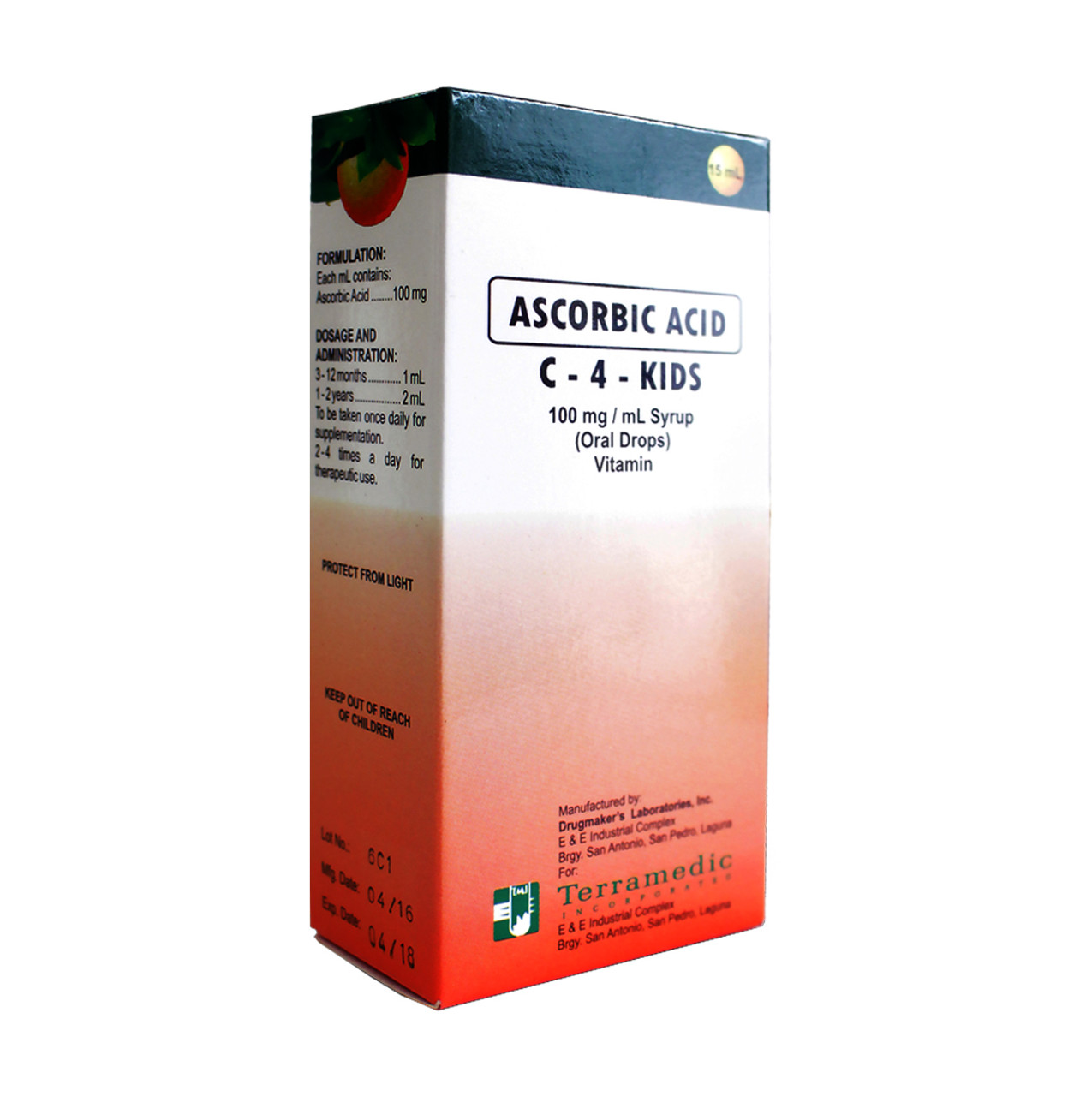 C-4 KIDS Ascorbic Acid 100mg / mL Syrup (Oral Drops) 15mL price in the ...