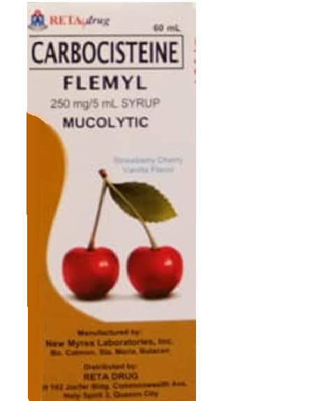 FLEMYL Carbocisteine 250mg / 5mL Syrup 60mL Strawberry Cherry Vanilla ...