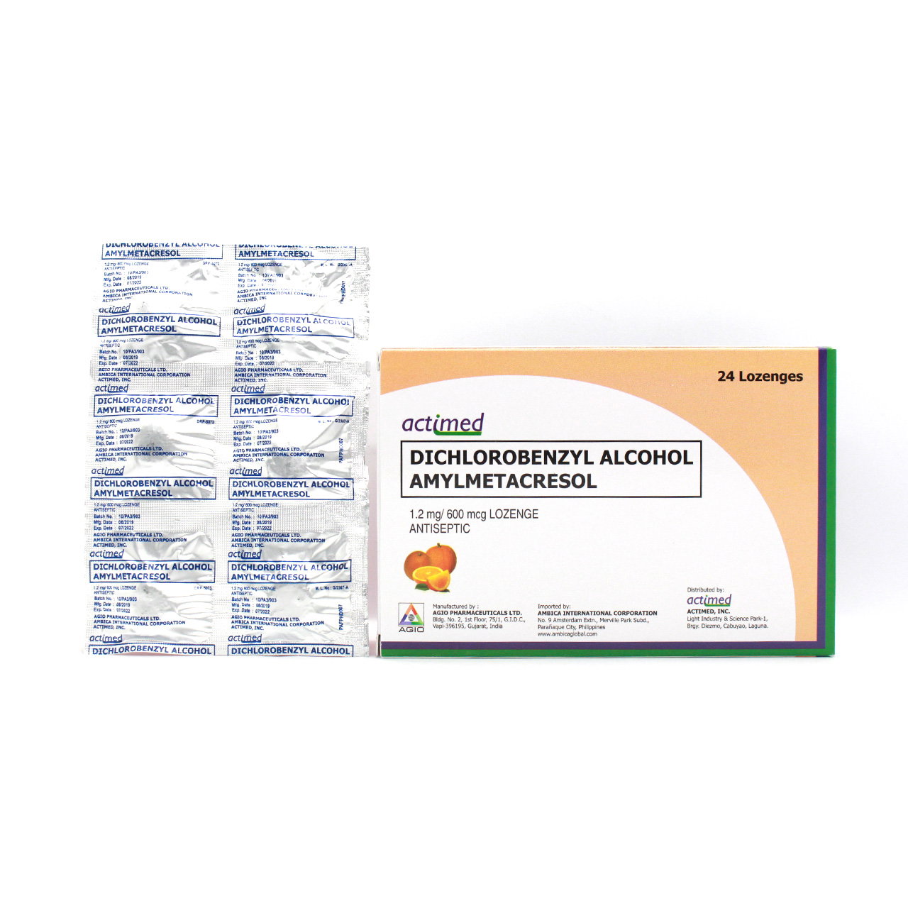 ACTIMED Dichlorobenzyl Alcohol / Amylmetacresol 1.2mg / 600mcg Lozenge ...