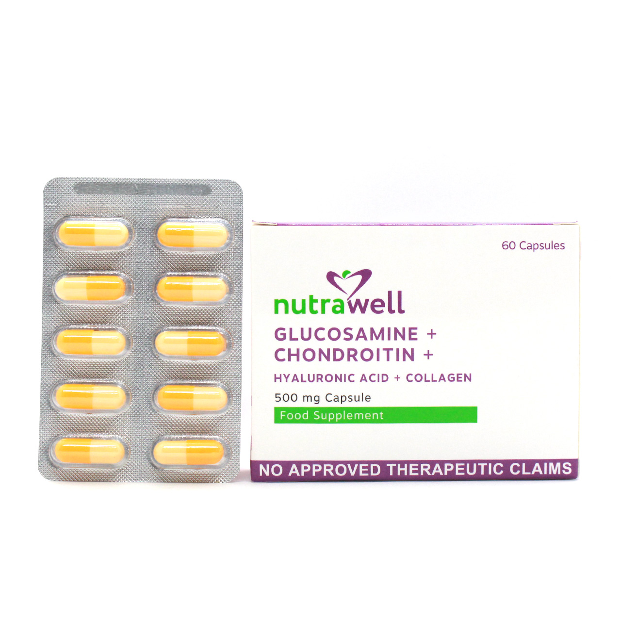 NUTRAWELL Glucosamine / Chondroitin / Hyaluronic Acid / Collagen 500mg ...