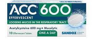 Buy Acc acetylcysteine 600mg effervescent tablet 1's online with MedsGo ...