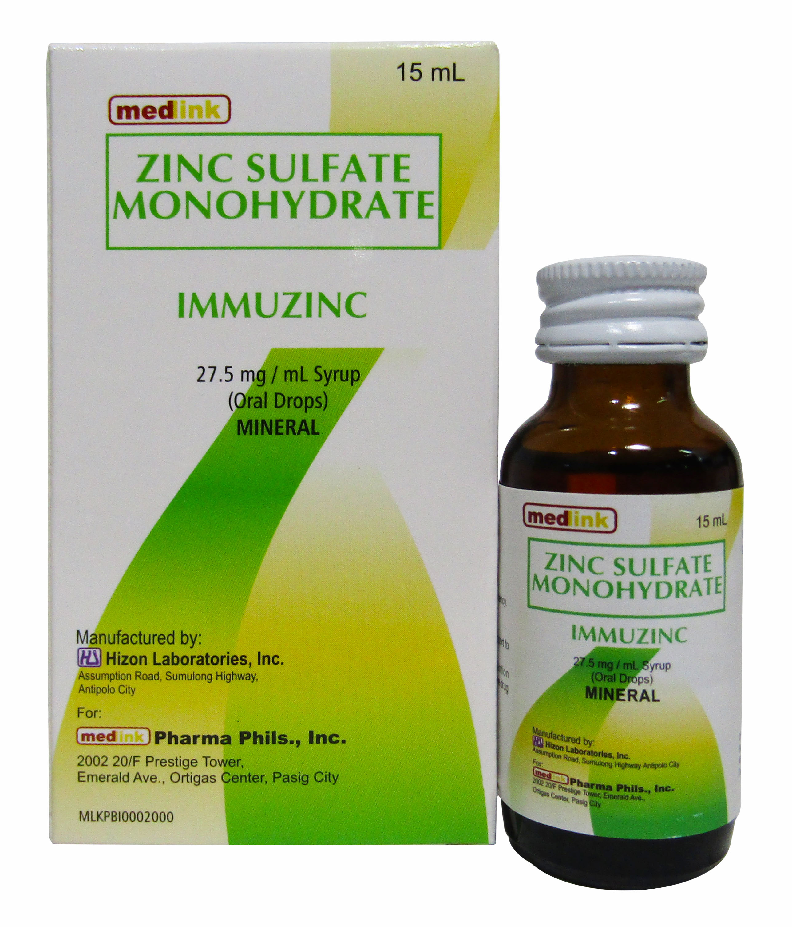 IMMUZINC Zinc Sulfate Monohydrate 27.5mg / mL Syrup (Oral Drops) 15mL ...
