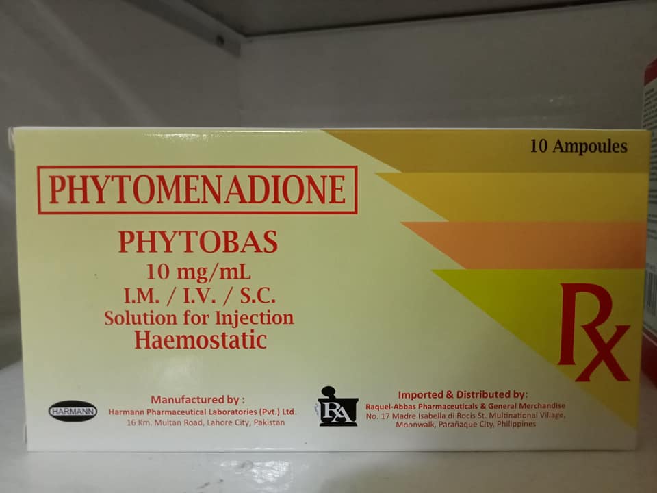 PHYTOBAS Phytomenadione 10mg / mL Solution for IM/IV/SC Injection 2mL 1 ...