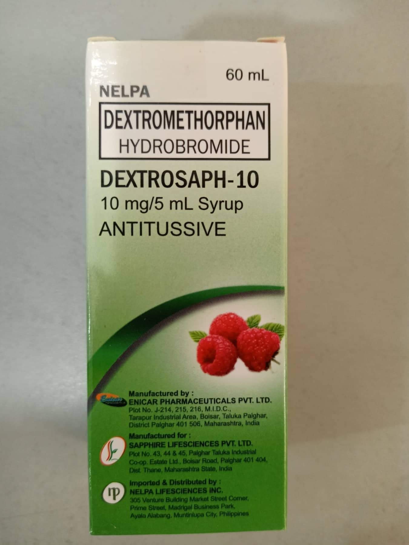 DEXTROSAPH-10 Dextromethorphan Hydrobromide 10mg / 5mL Syrup 60mL price ...