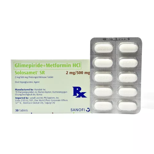 SOLOSAMET SR Glimepiride / Metformin Hydrochloride 2mg / 500mg Prolonged Release Tablet 1's ...