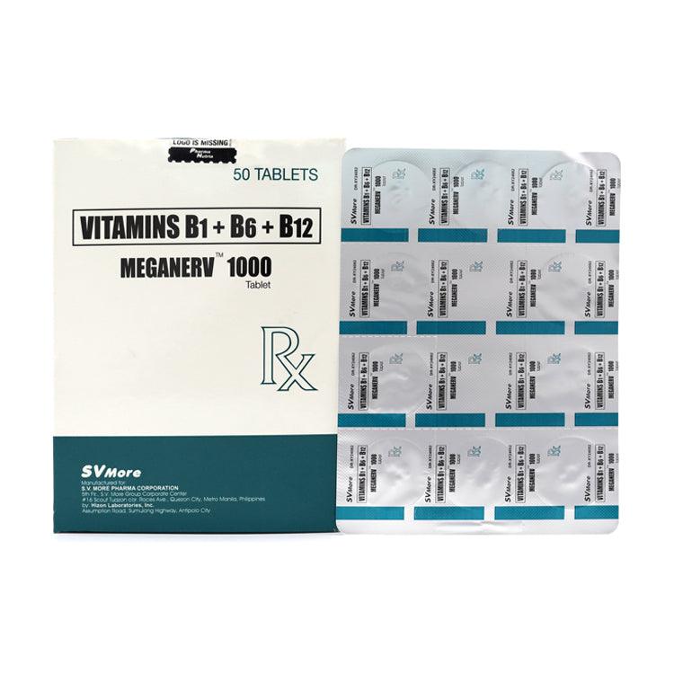 MEGANERV-1000 Vitamin B Complex 500mg / 250mg / 1000mcg Tablet 1's ...