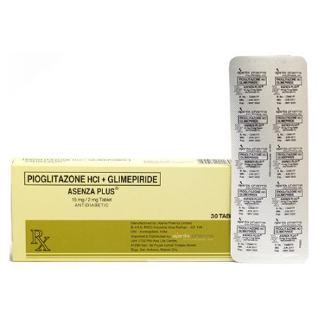 ASENZA PLUS Pioglitazone Hydrochloride / Glimepiride 15mg / 2mg Tablet ...