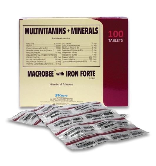 MACROBEE WITH IRON Multivitamins / Minerals Film-Coated Tablet ...
