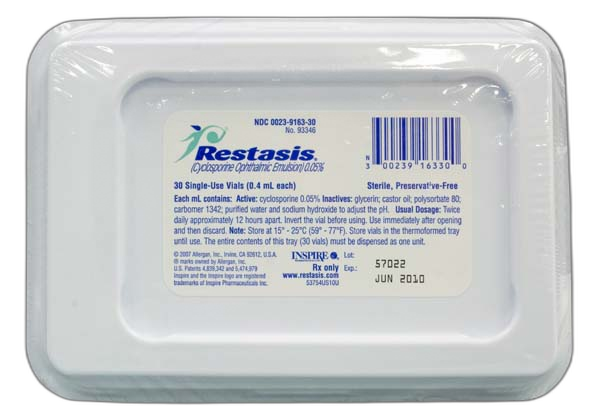 RESTASIS Cyclosporine 0.05% (0.5mg / g) Ophthalmic Emulsion 0.4mL 30's ...