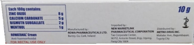 ROWATANAL Zinc Oxide / Calcium Carbonate / Bismuth Subgallate / Menthol ...