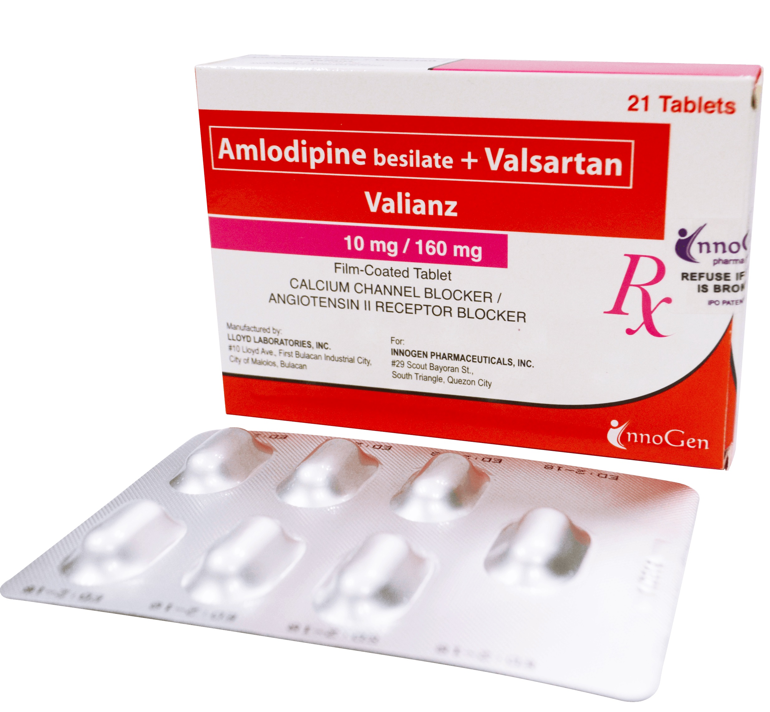 VALIANZ Valsartan / Amlodipine Besilate 160mg / 10mg Film-Coated Tablet ...