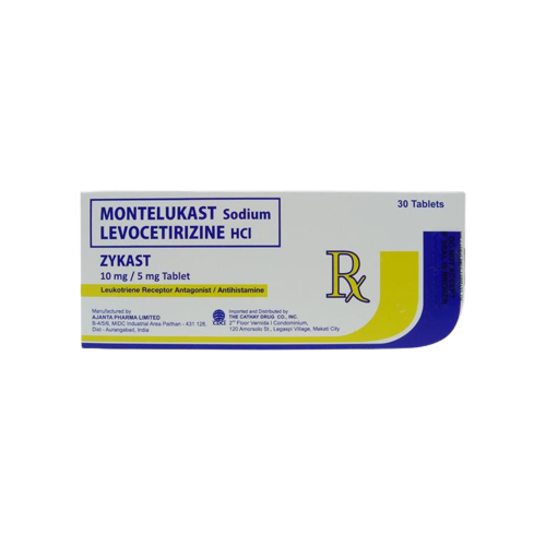 ZYKAST Montelukast / Levocetirizine Hydrochloride 10mg / 5mg Tablet 1's ...