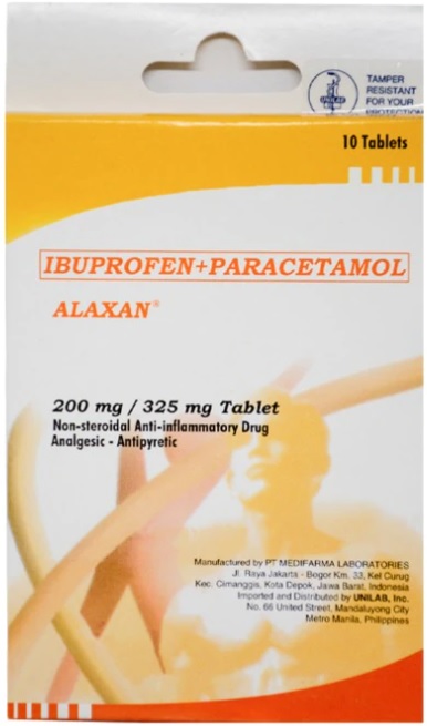 ALAXAN Ibuprofen / Paracetamol 200mg / 325mg Tablet 10's price in the ...