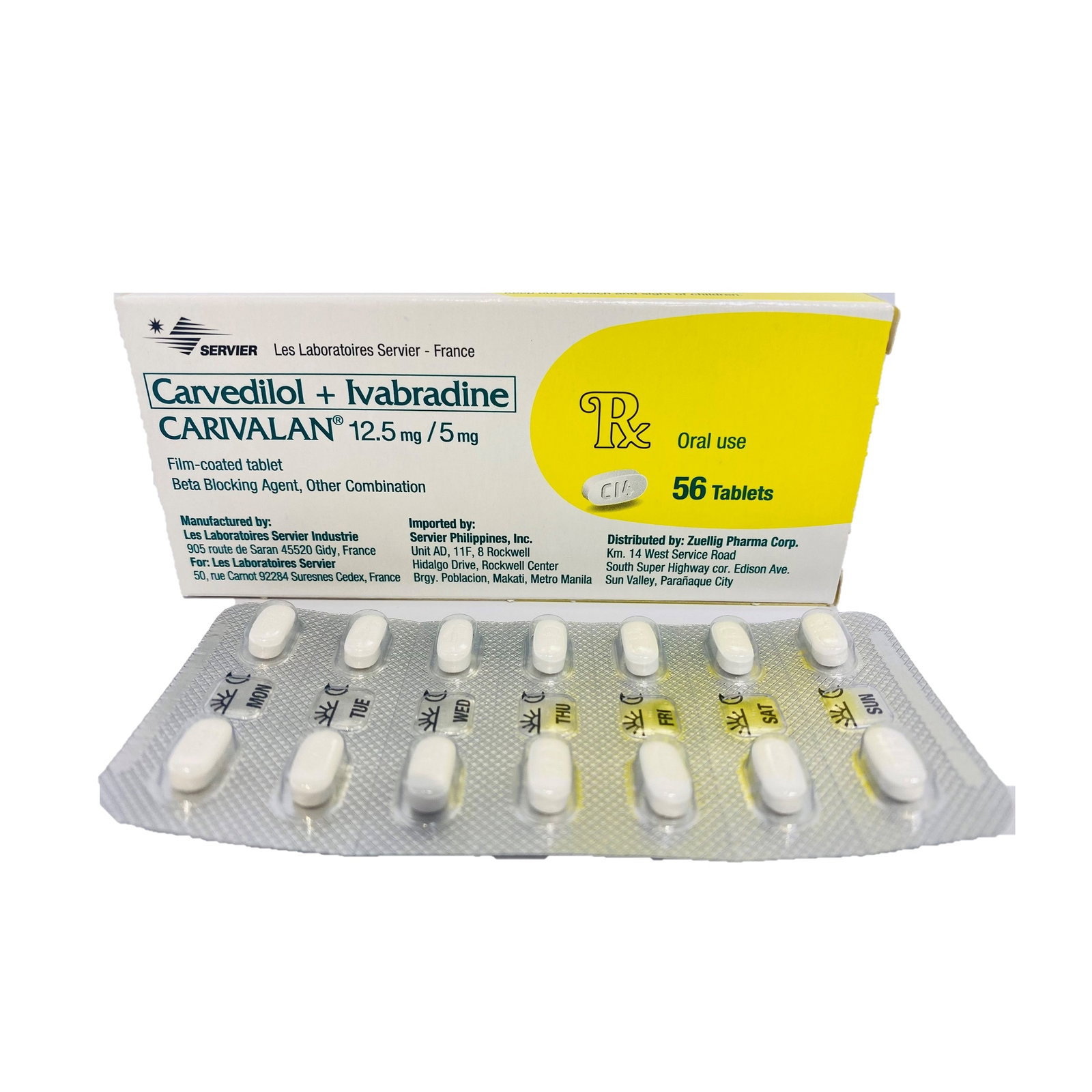 CARIVALAN Carvedilol / Ivabradine 12.5mg / 5mg Film-Coated Tablet 1's ...