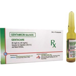 GENTACARE Gentamicin Sulfate 80mg / 2mL (40mg / mL) Solution for IM/IV Injection 1's price in ...