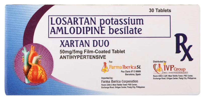 XARTAN DUO Losartan Potassium / Amlodipine Besilate 50mg / 5mg Film ...