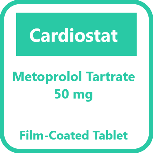 CARDIOSTAT Metoprolol Tartrate 50mg Film-Coated Tablet 1's price in the Philippines | MedsGo ...