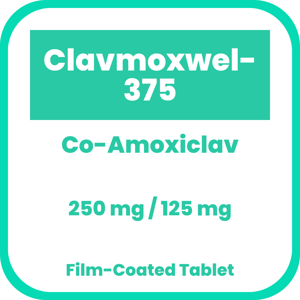 CLAVMOXWEL-375 Co-Amoxiclav 250mg / 125mg Film-Coated Tablet 1's price ...