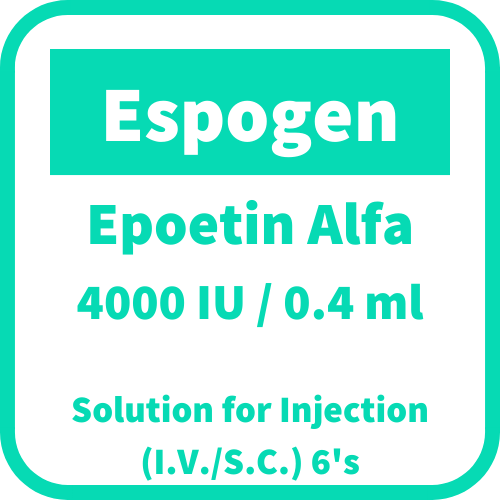 ESPOGEN Epoetin Alfa 4000IU / 0.4mL Solution for IV/SC Injection 6's ...