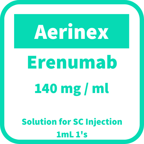 AERINEX Erenumab 140mg / mL Solution for SC Injection 1mL 1's price in ...