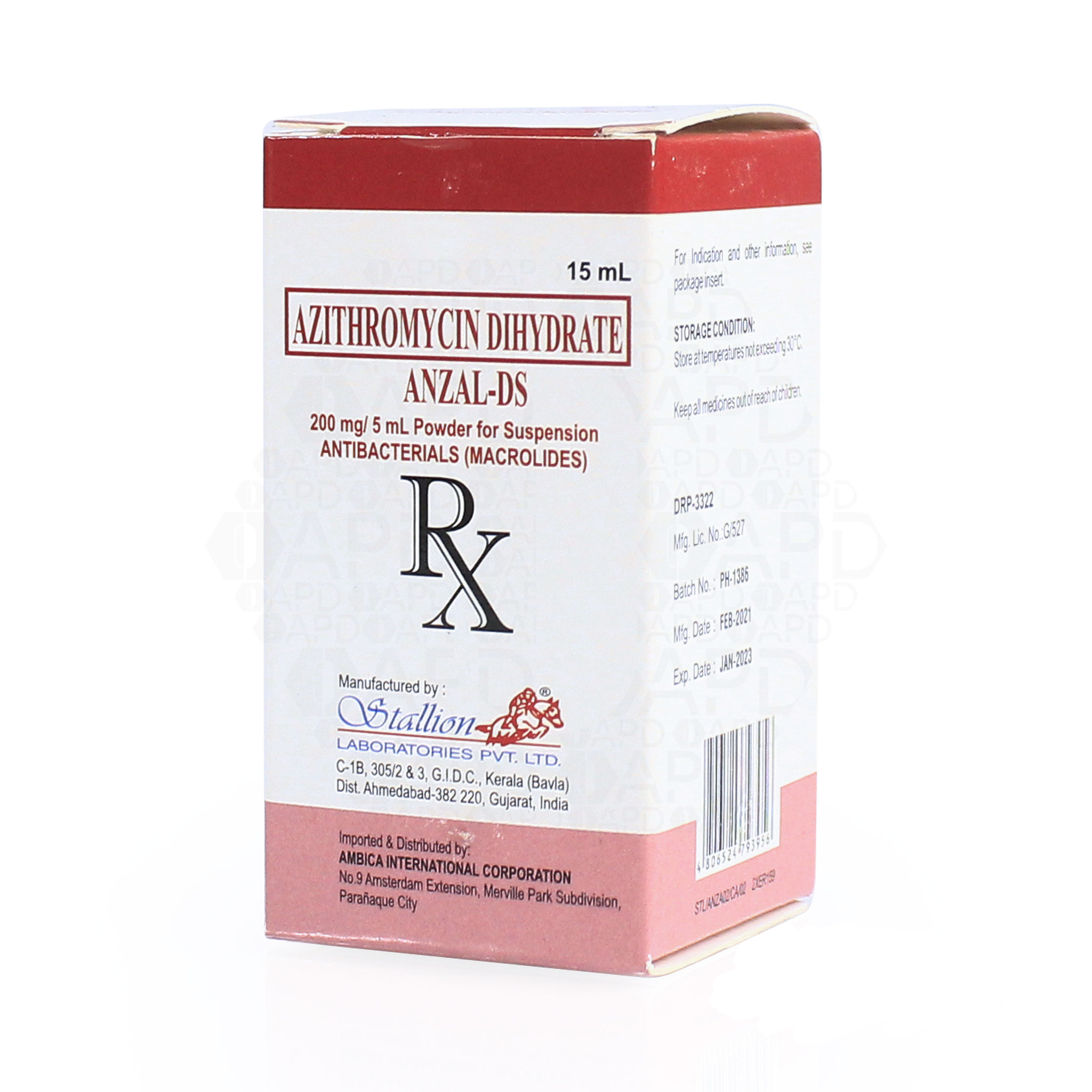 ANZAL-DS Azithromycin Dihydrate 200mg / 5mL Powder for Suspension 15mL ...