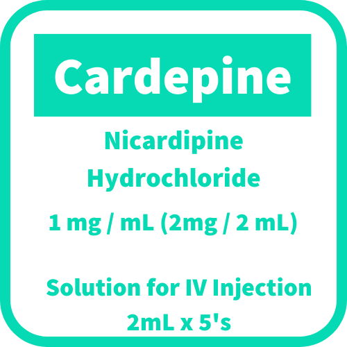CARDEPINE Nicardipine Hydrochloride 1mg / mL (2mg / 2 mL) Solution for ...