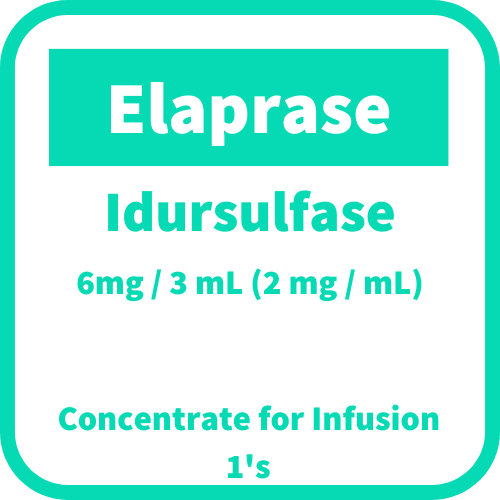 ELAPRASE Idursulfase 6mg / 3 mL (2 mg / mL) Concentrate for Infusion 1 ...