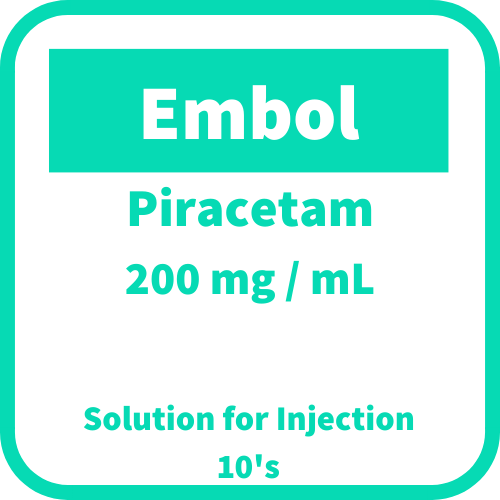 EMBOL Piracetam 200mg / mL Solution for Injection 10's price in the ...