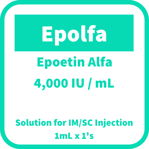 EPOLFA Epoetin Alfa 4,000IU / mL Solution for IM/SC Injection 1mL 1's ...