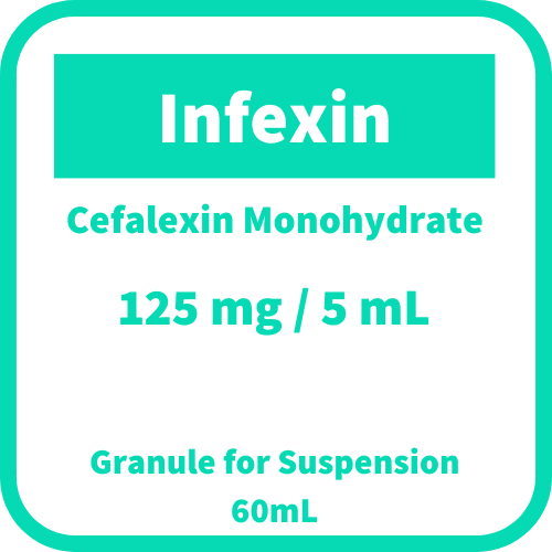 INFEXIN Cefalexin Monohydrate 125mg / 5mL Granule for Suspension 60mL ...