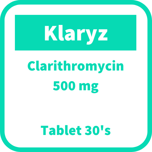 KLARYZ Clarithromycin 500mg Film-Coated Tablet 30's price in the Philippines | MedsGo Pharmacy