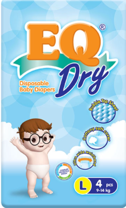 EQ Dry Disposable Baby Diapers L 4's price in the Philippines | MedsGo ...