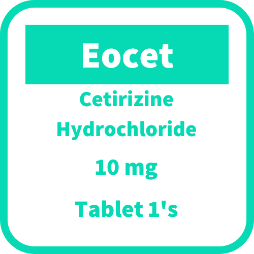Buy Eocet cetirizine hydrochloride 10mg tablet 1's online with MedsGo ...