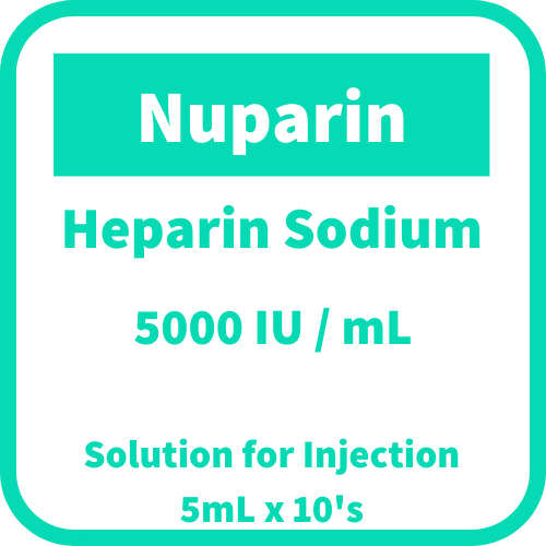 NUPARIN Heparin Sodium 5000IU / mL Solution for Injection 5mL 10's ...