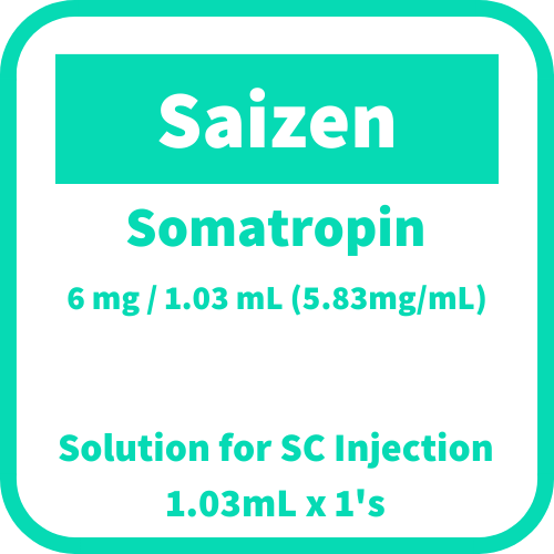 SAIZEN Somatropin 6mg / 1.03mL (5.83mg / mL) Solution for SC Injection ...