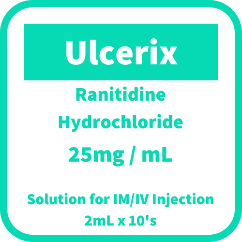 ULCERIX Ranitidine Hydrochloride 25mg/mL Solution for IM/IV Injection ...