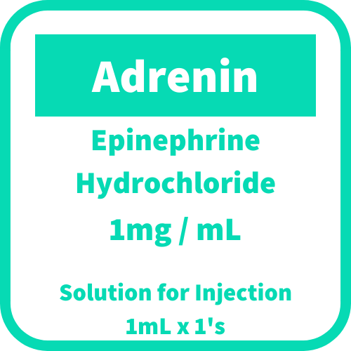 ADRENIN Epinephrine Hydrochloride 1mg / mL Solution for Injection 1mL 1 ...