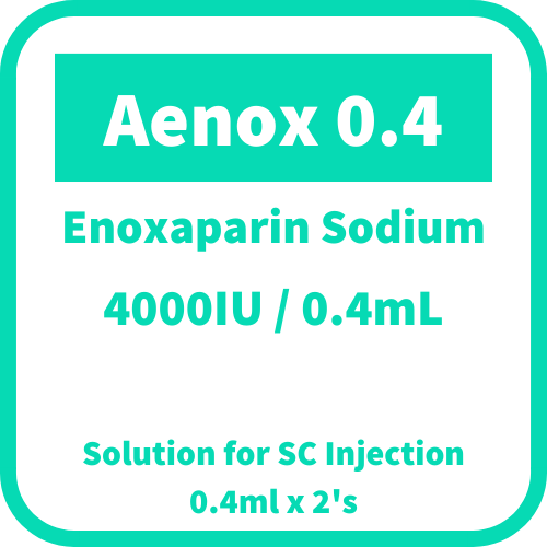 AENOX 0.4 Enoxaparin Sodium 4000IU / 0.4mL Solution for SC Injection 0 ...