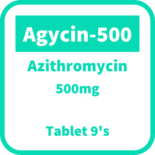 AGYCIN-500 Azithromycin 500mg Film-Coated Tablet 9's price in the ...