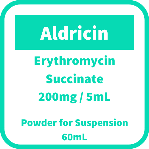 ALDRICIN Erythromycin Succinate 200mg / 5mL Powder for Suspension 60mL ...