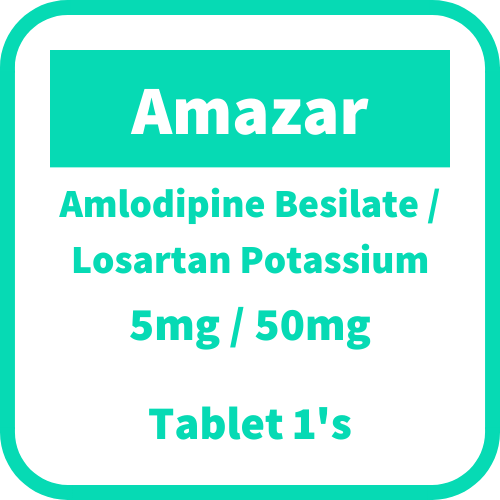 AMAZAR Amlodipine Besilate / Losartan Potassium 5mg / 50mg Film-Coated ...