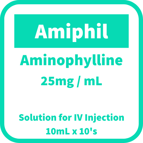 AMIPHIL Aminophylline 25mg / mL Solution for IV Injection 10mL 10's ...