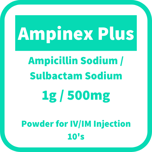 AMPINEX PLUS Ampicillin Sodium / Sulbactam Sodium 1g / 500mg Powder for ...